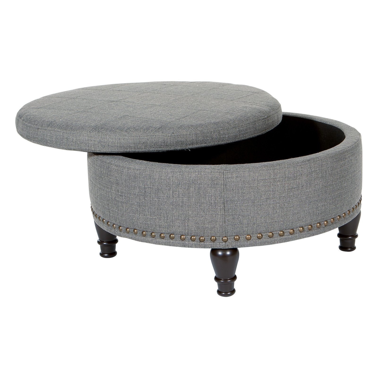 Round Storage Ottoman with Flip Top Surface - Best Online Furniture ...